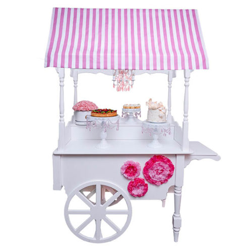 White Dessert Cart Rental Las Vegas | Dainty Decor